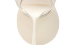 Pouring of milk from jug stock photo. Image of cold, macro - 31496224