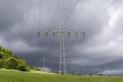 Power lines in storm stock image. Image of concrete, blue - 99979115