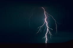 A Lightning Bolt Strikes Down To Earth From A High Based Storm In North ...