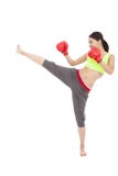 Female Kickboxer Doing Front Kick Stock Photos - Image: 22494293