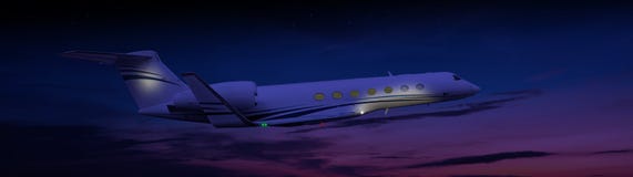 Private Jet At Night On The Runway Stock Photo - Image: 63469252