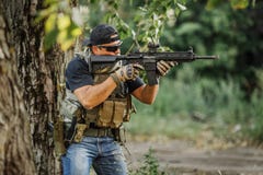 Private Military Contractor Mercenary With Mp5 Submachine Gun Isolated ...