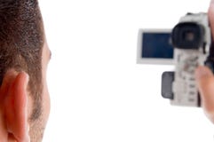 Man With Handy Video Camera Isolated Stock Photo - Image: 571880