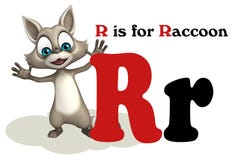 Letter R With Animal Raccoon For Kids Abc Education In Preschool. Stock ...