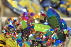 Titanium Rainbow Aura Quartz Crystal Cluster Stock Image - Image: 31147249