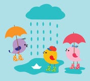 Sad bird on a rainy day stock illustration. Illustration of animal ...