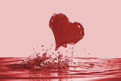 Red Heart Falling Into Water Stock Image - Image of carmine, isolated ...