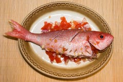 Red Snapper on a plate stock photo. Image of lemon, cooked - 15904710