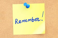 Remember on sticky note stock image. Image of canvas - 20797667