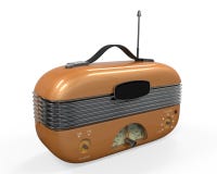 Wooden Radio 3D. Retro Style. On White Background Stock Illustration ...