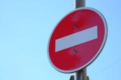 Round Road Sign With A Red Cross On A Blue Background. A Sign Means A ...