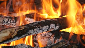 Roaring Fire In Fireplace With Logs And Flames Stock Image - Image of ...