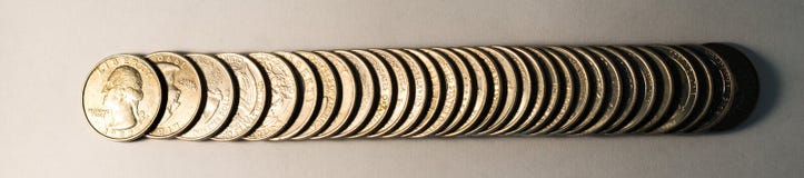 Roll of quarters stock photo. Image of finance, stack - 20283940