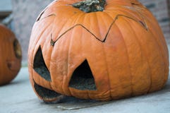 Jack-o'-lantern With Smashed Pumpkin. Royalty Free Stock Photo - Image ...