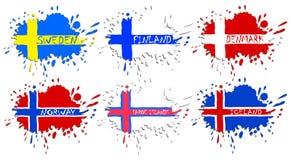 Collage Of Scandinavian Flags With Labels Royalty Free Stock Image ...