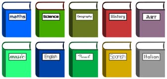 School subject books stock photo. Image of book, stack - 9718258