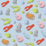 Seafood Seamless Pattern Stock Vector - Image: 57734299
