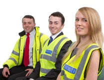 Three security guards stock photo. Image of white, working - 25866642