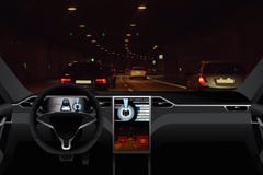 Self Driving Car And Autonomous Vehicle Concept. Icon Of Driverless Car ...