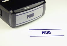 Sello Pagado Azul Con Una Factura En Blanco Foto de archivo - Imagen de ...