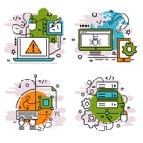 Scrum Agile Development Flat Icons Set Stock Vector - Illustration of ...