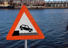 Road Sign - Car Falling Into Water Stock Image - Image of triangle ...