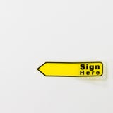 Macro View Of The Sign Here Sticker Stock Image - Image of form ...