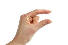 An Adult Female Hand Sign The Message Of Something Small Stock Photo ...