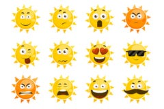 Cartoon sun smiley set stock vector. Illustration of note - 6121960