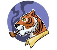 Smoking tiger cartoon stock vector. Illustration of portret - 32359215