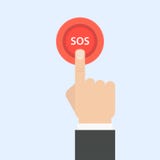 Hand on SOS button stock vector. Illustration of help - 35711109