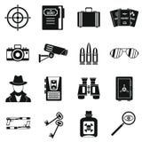 Spy Gadgets Black Icons Set Stock Vector - Illustration of bullets ...