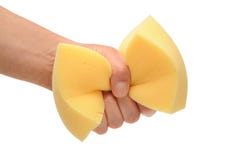 Wringing Out A Sponge On White Stock Image - Image of splash, gripping ...