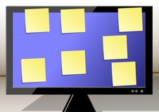 Monitor With Post-it Notes Stock Photo - Image: 43427876