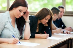 Nervous College Student In Classroom Stock Photo - Image: 25976452