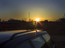 Car In The Light Of Evening Sun Stock Photo - Image of motor, drive ...