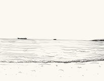 Seascape Pencil Drawing Stock Images - Image: 19977014