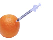 New Syringe With Orange Cap Isolated On White. Injection Stock Photo ...