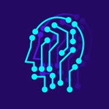 Techno Human Head Vector Logo Concept Illustration. Creative Idea Sign ...