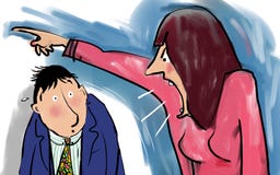 Cartoon woman telling off stock vector. Illustration of retro - 38014209