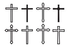 Christian Cross Thin Line Design Set Stock Illustration - Image: 76113241