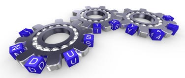 Three Cogs With Project Management Components Stock Illustration ...