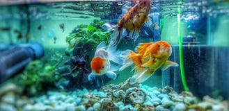 Three Goldfish in Aquarium stock image. Image of group - 264663