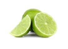 Whole Lime, Half And Quarter Slice Isolated On White Stock Photo ...