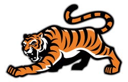 Tiger Mascot Pouncing Vector Logo Stock Vector - Illustration of ...