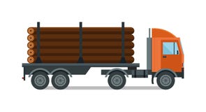 Heavy Loaded Logging Timber Truck Vector. Stock Vector - Illustration ...