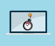 Computer Laptop Time Bomb stock illustration. Illustration of danger ...