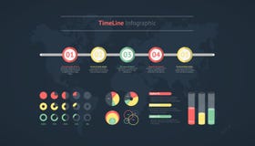 Timeline Vector Infographic. World Map Stock Vector - Illustration of ...