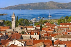 Aerial View Of Trogir Old Unesco Town With Marina Stock Photos - Image ...
