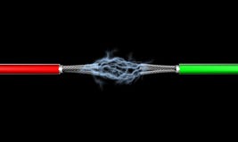 Spark between two wires stock illustration. Illustration of watt - 4017974